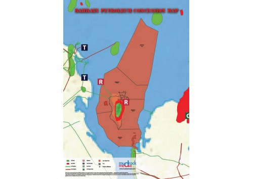 Bahrain Oil and Gas Map - A4 Size