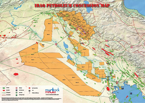 Iraq Oil and Gas Map - A4 Size
